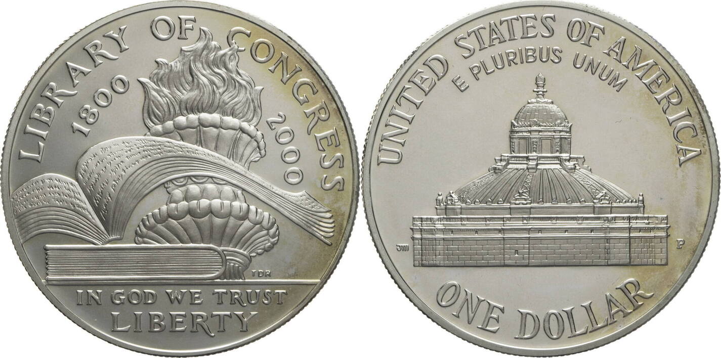 USA 1 Dollar 2000 P Library of Congress Proof | MA-Shops