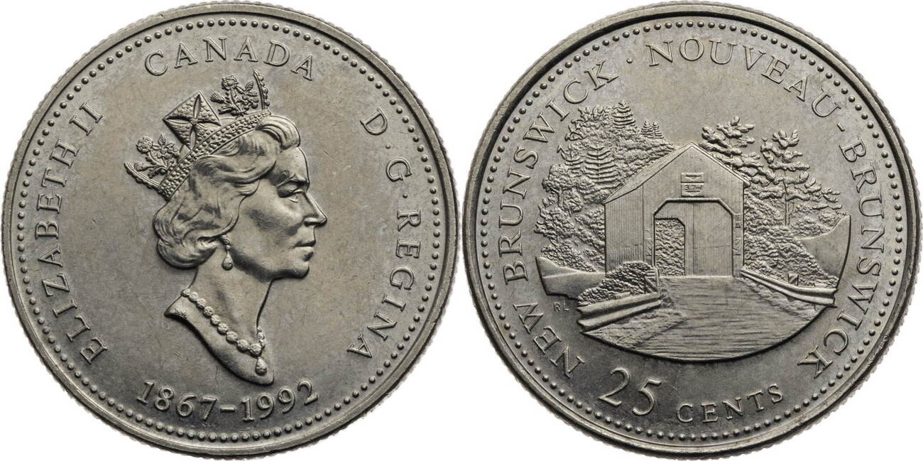 Kanada 25 Cents 1992 125th Anniversary of Canadian Confederation - New ...