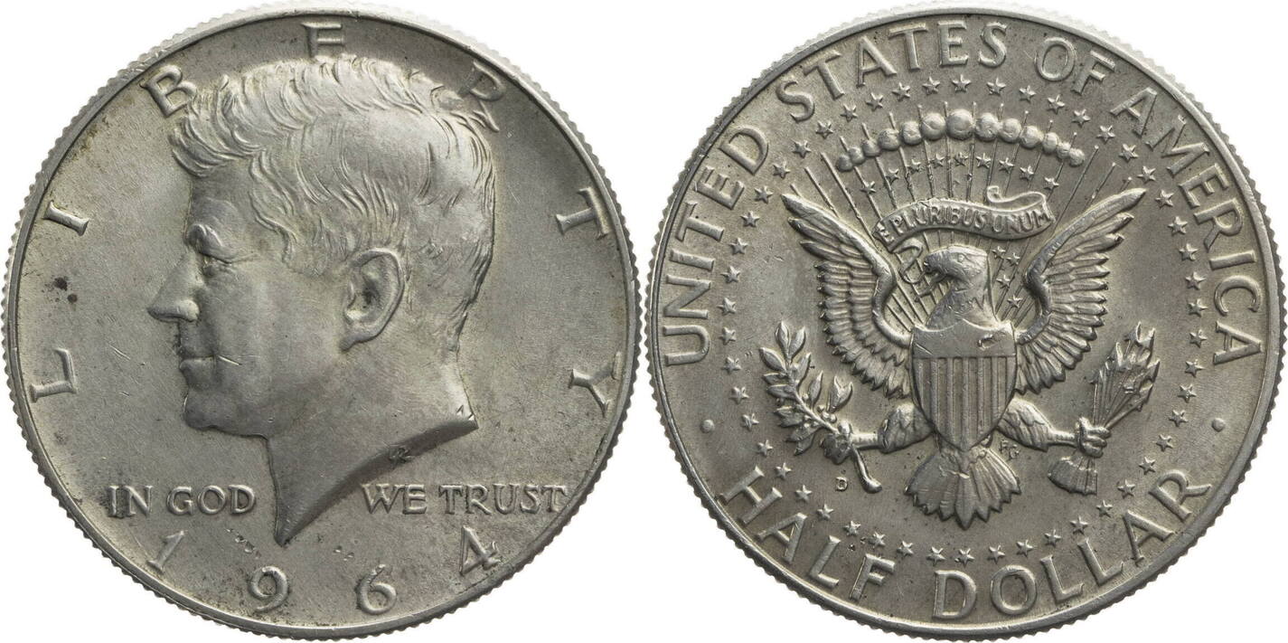 USA 1964 D Half Dollar Kennedy VF-EF | MA-Shops