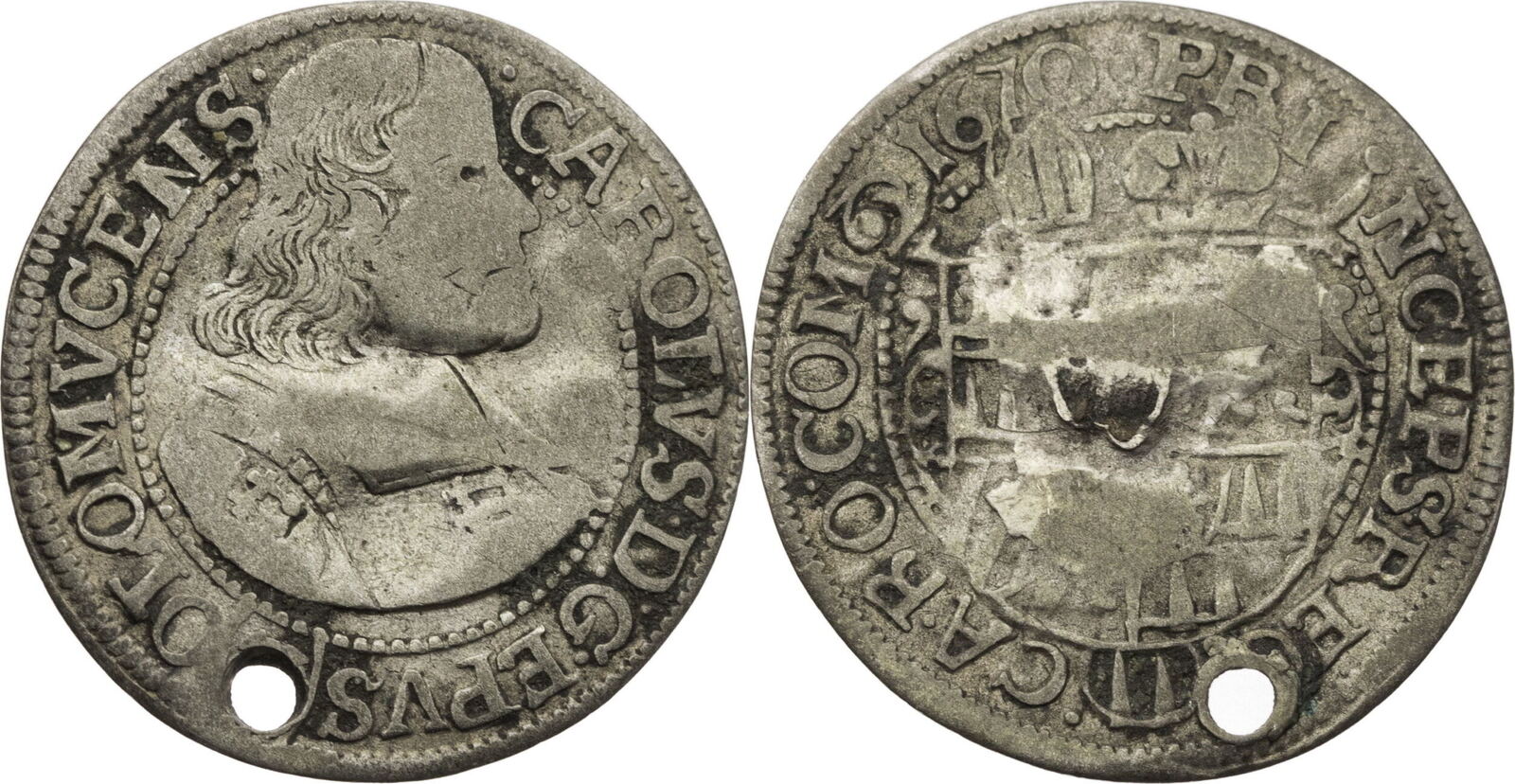 Mähren Groschen 1670 Karl II. von Liechtenstein-Kastelkorn (1664-1695 ...