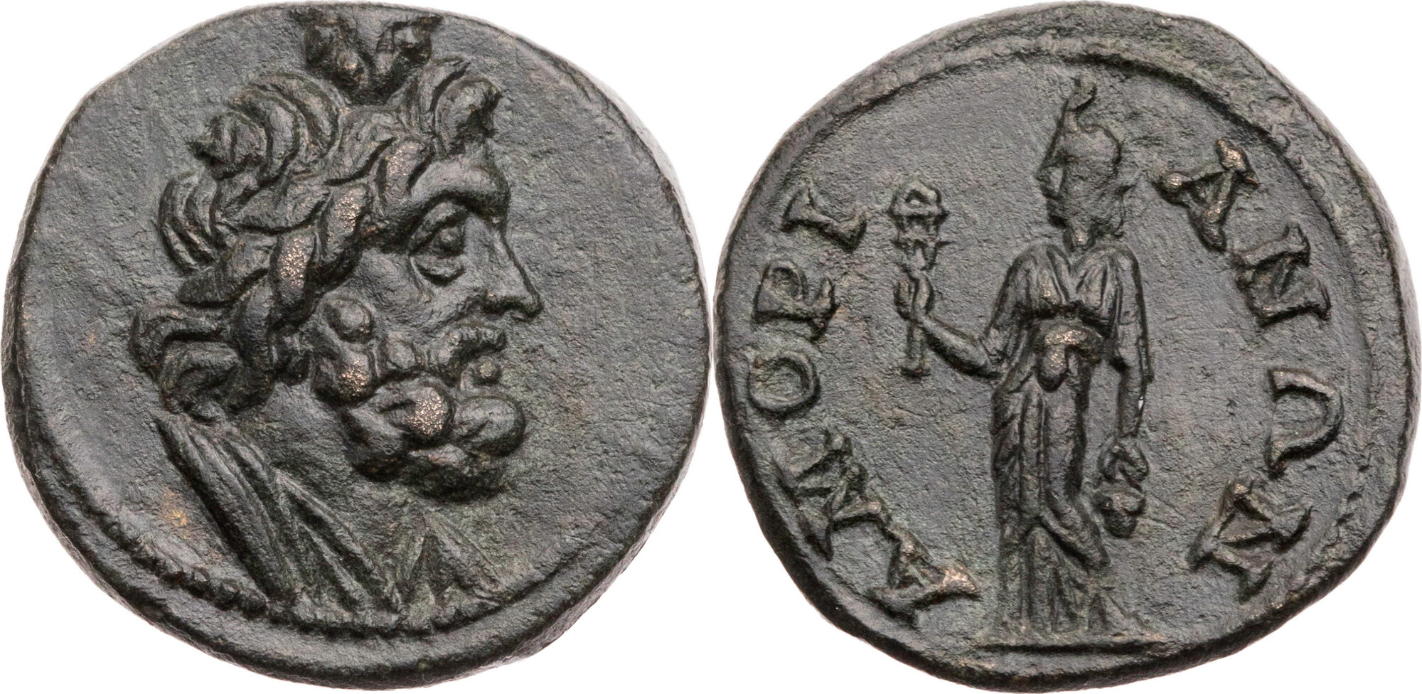 Phrygien AEs 2. Jh. n. Chr. Amorion, Büste des Serapis / Isis mit ...