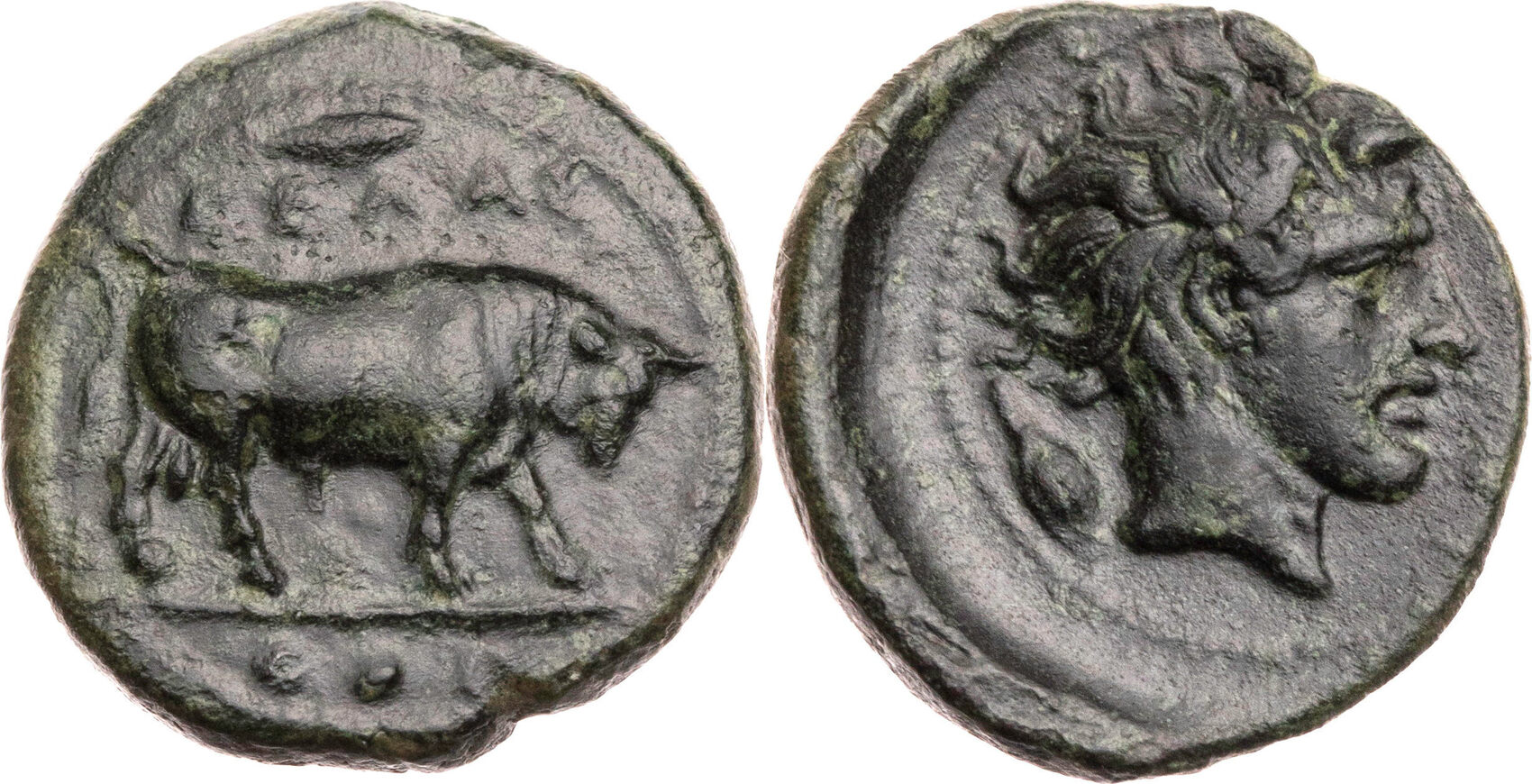 Sizilien Tetras 420-405 v. Chr. Gela, Stier / Kopf des gehörntes ...