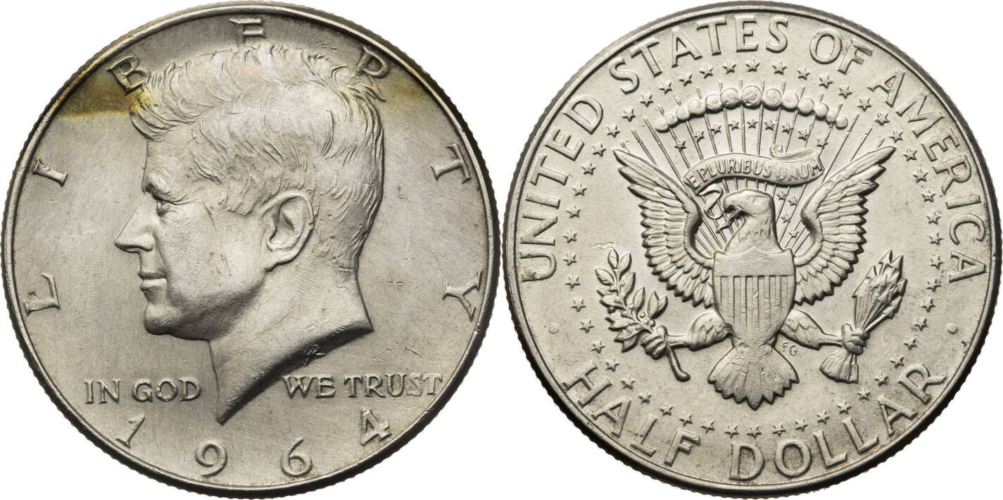 USA 1964 Half Dollar Kennedy VF-EF, angelaufen | MA-Shops