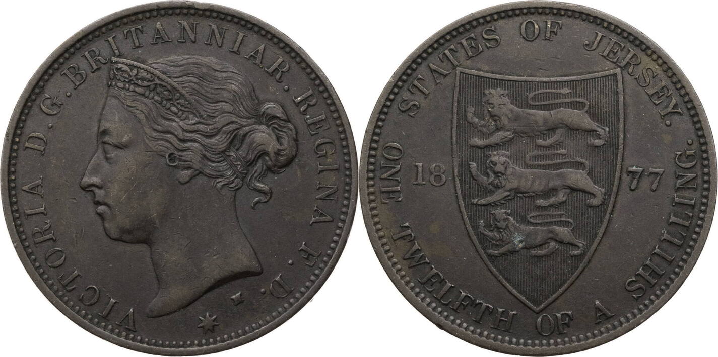 Jersey 1/12 Shilling 1877 H Victoria (1837-1901) - Kursmünze (1877-1894 ...