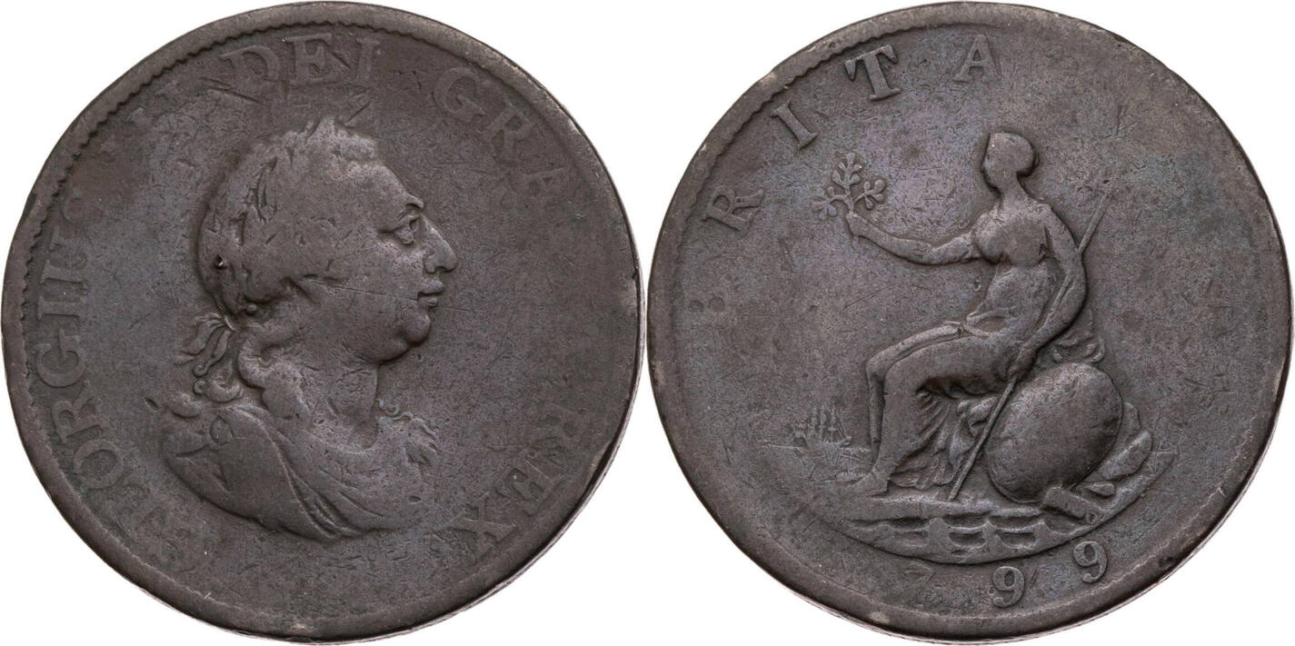 Großbritannien ½ Penny 1799 George III. (1760-1820) - Kursmünze F | MA ...