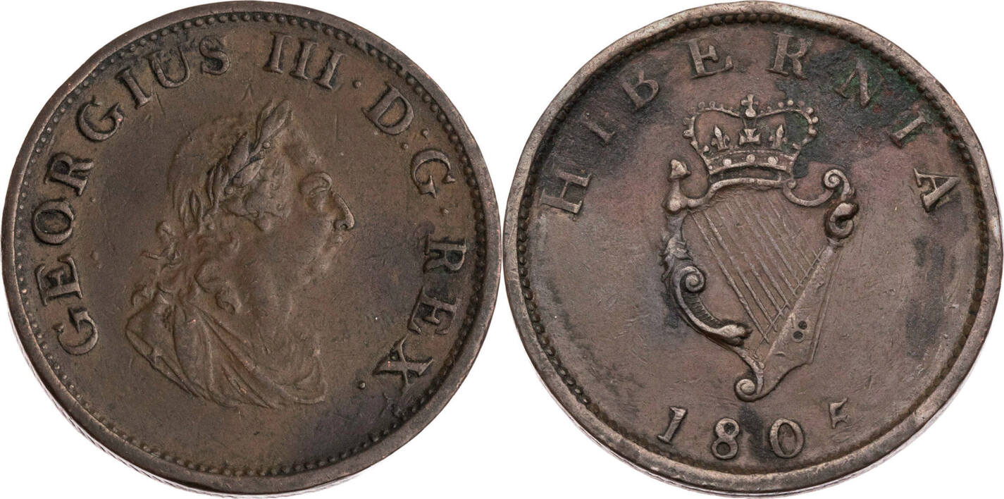 Irland ½ Penny 1805 George III. (1760-1820) - Kursmünze F-VF | MA-Shops