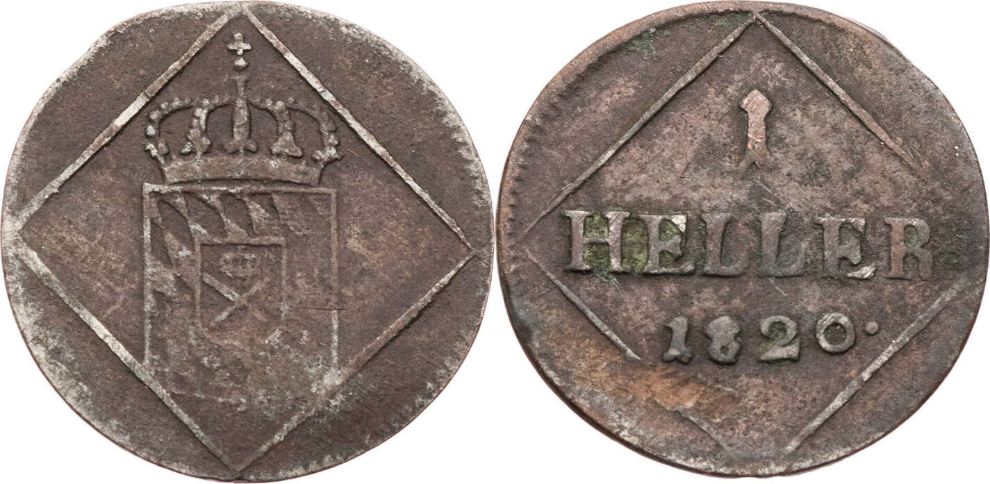 Bayern 1 Heller 1820 Maximilian Joseph IV./I. (1799-1825) VF | MA-Shops