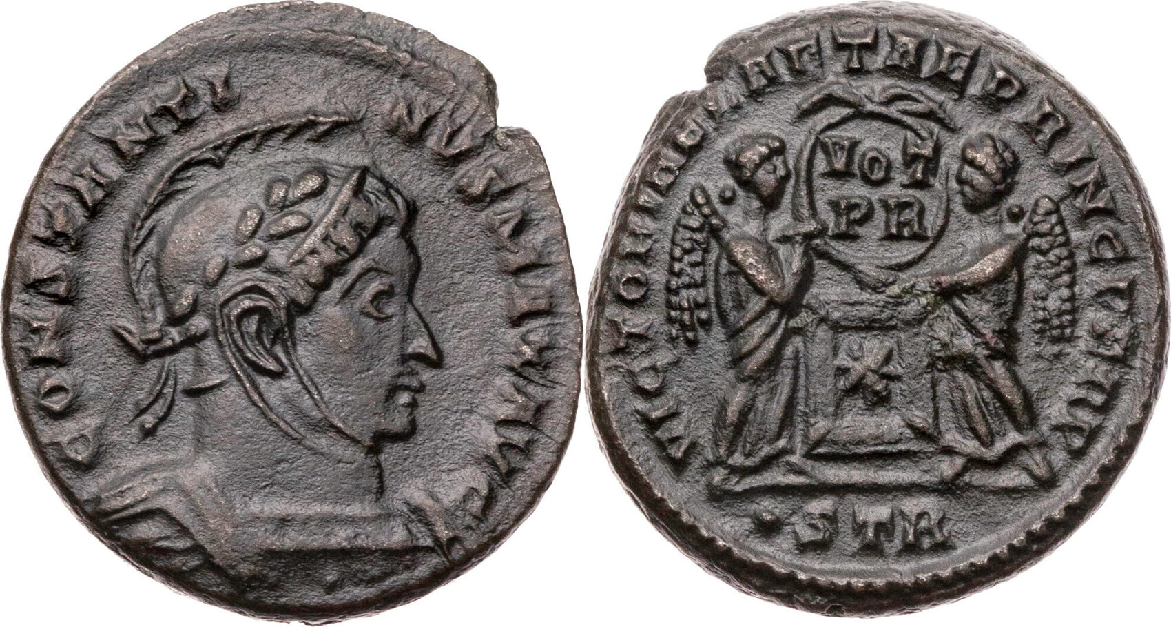 Römische Kaiserzeit Follis 319 n. Chr. Constantinus I., Trier, Büste ...