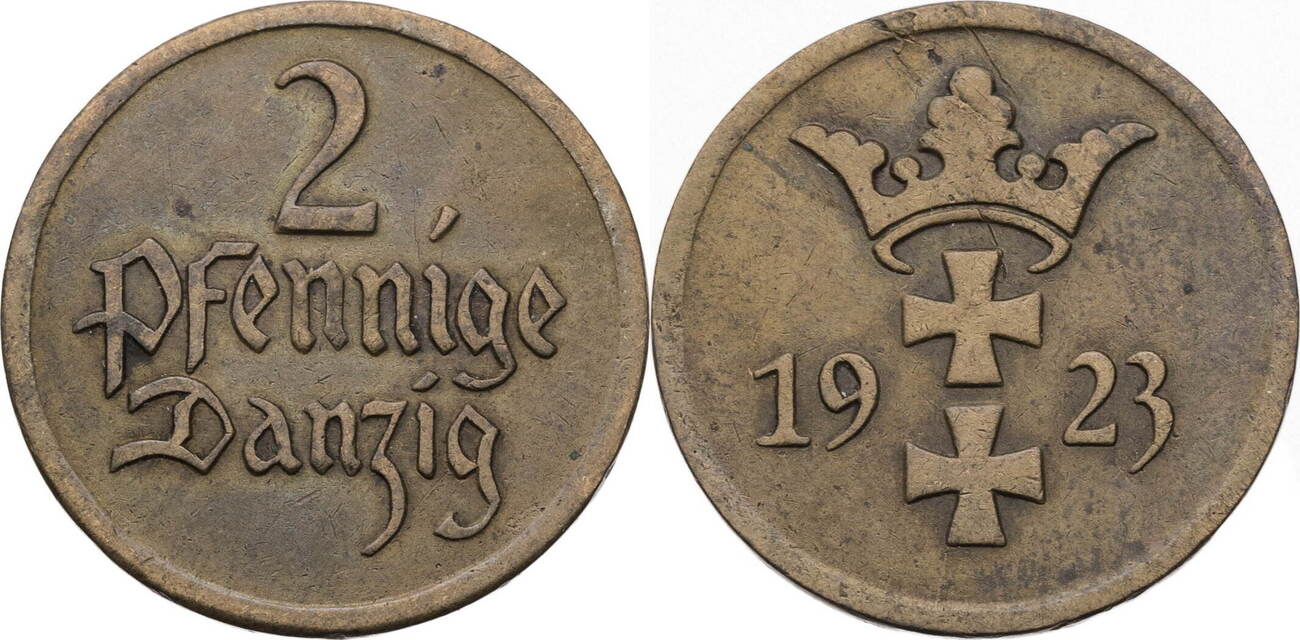 Danzig 2 Pfennige 1923 (A) Kursmünze (1923-1937) VF | MA-Shops