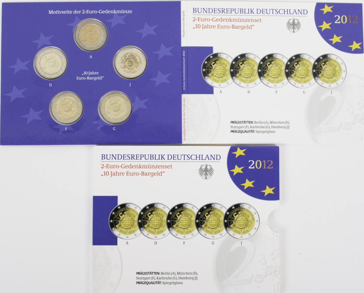 Bundesrepublik Deutschland 5 x 2 Euro 2012 ADFGJ 2 Euro Gedenkmünzenset ...