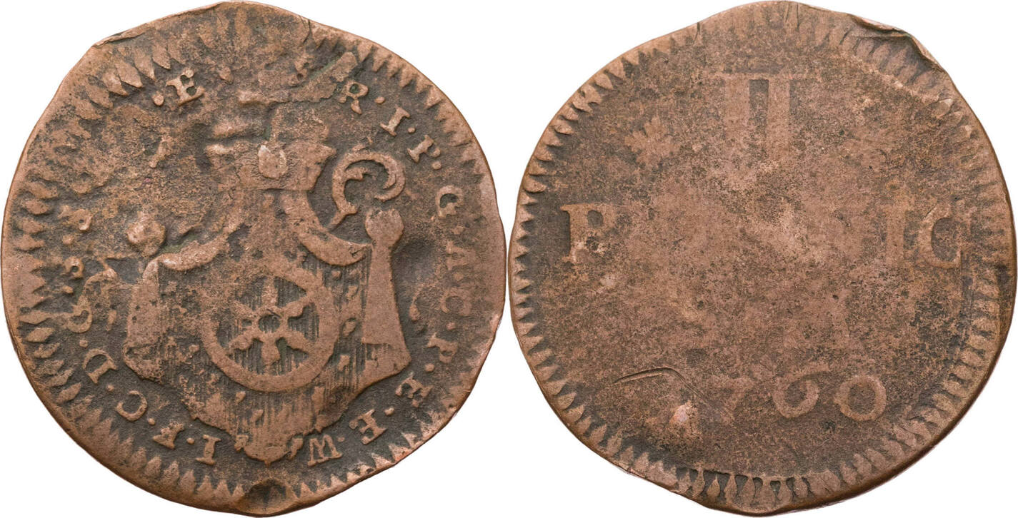 Mainz, Erzbistum 2 Pfennig 1760 Johann Friedrich Karl Graf von Ostein ...