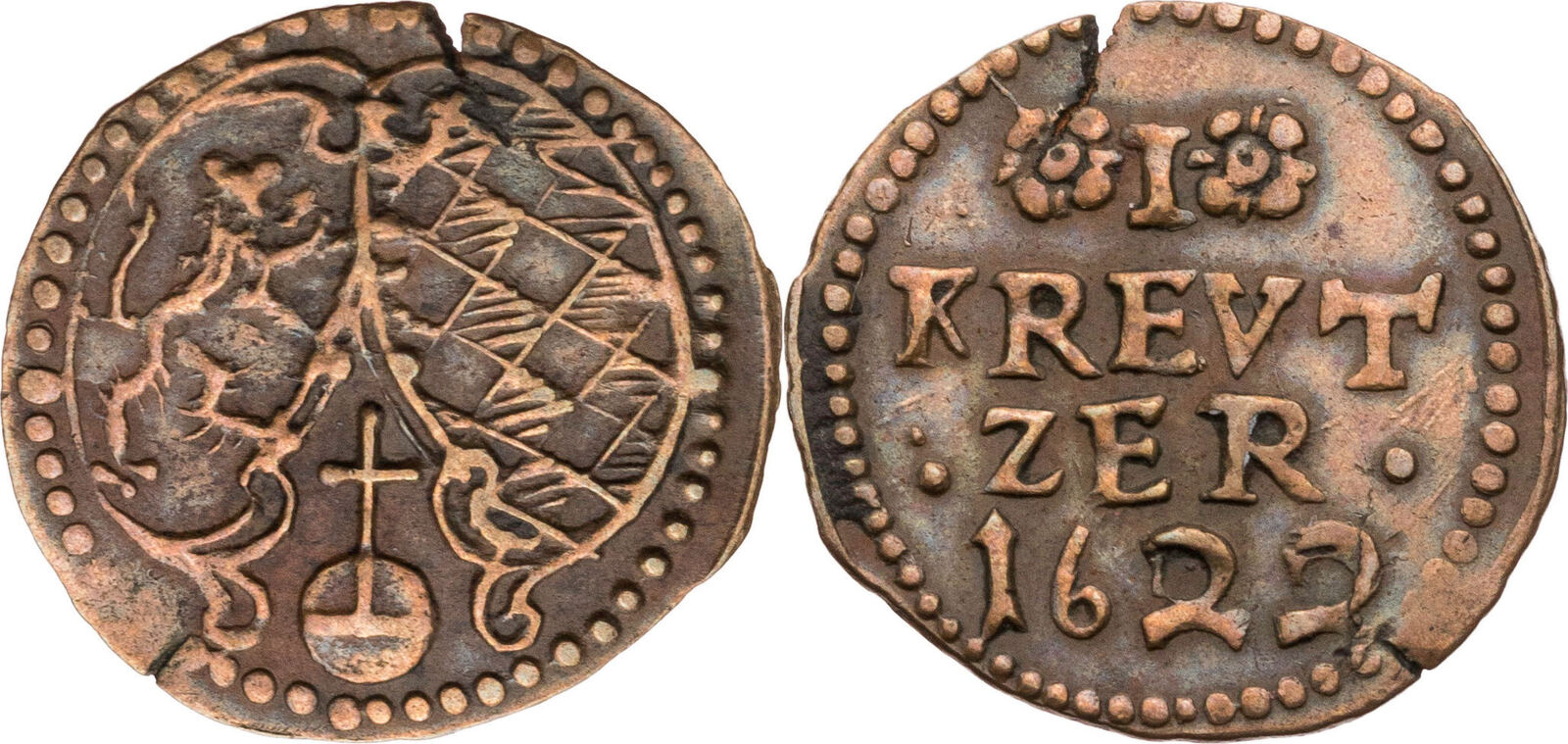 Pfalz, Kurlinie 1 Kreuzer 1622 Friedrich V. (1610-1623) - Kursmünze ...
