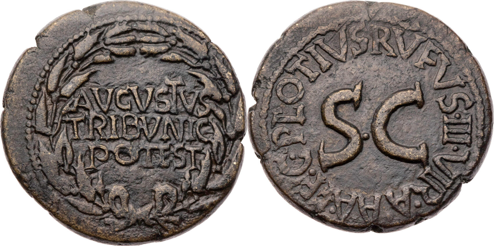 Römische Kaiserzeit Dupondius 15 v. Chr. Augustus, Mzm. C. Plotius ...