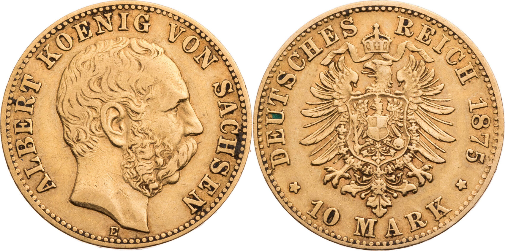 Kaiserreich, Sachsen 10 Mark 1875 E Johann (1854-1873) - Kursmünze ...