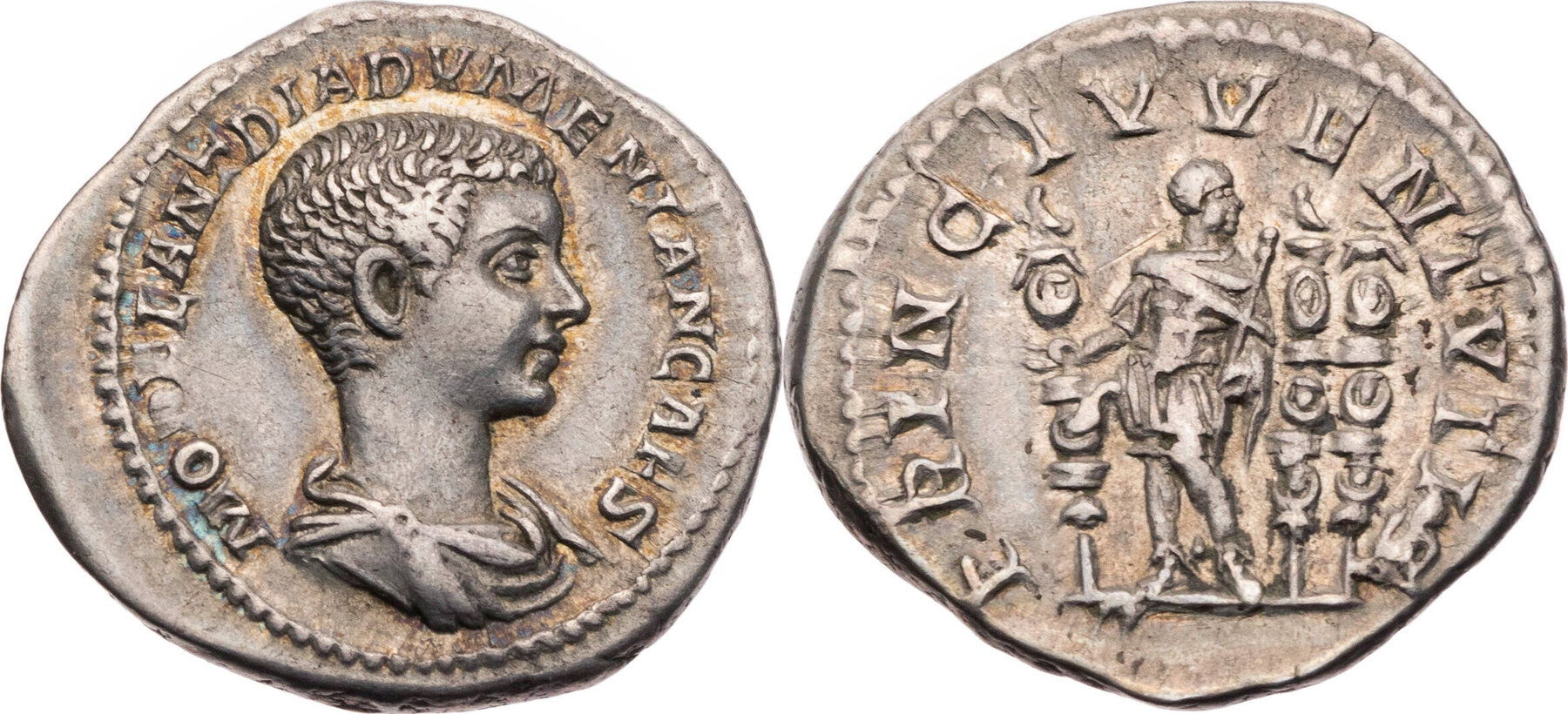 Römische Kaiserzeit Denar 217/218 n. Chr. Diadumenian, Büste / PRINC ...