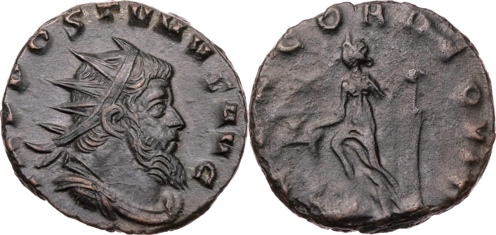 Gallisches Sonderreich Antoninian 268 n. Chr. Postumus, Büste / CONCORD EQVIT, Concordia mit ...