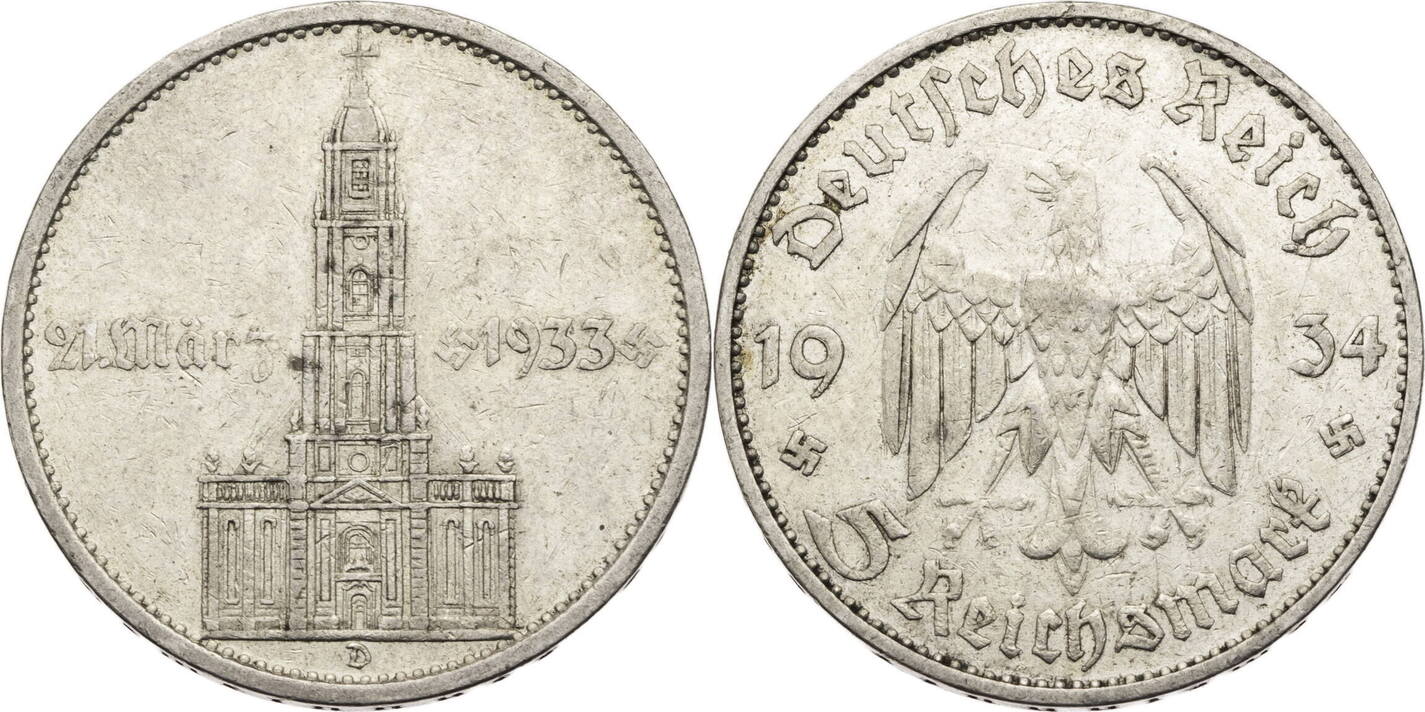 Drittes Reich 5 Reichsmark 1934 D Zum Jahrestag der Eröffnung des ...