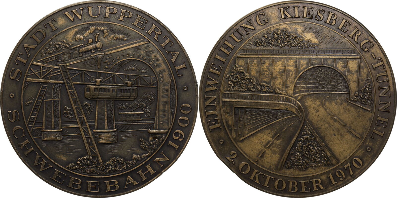 Wuppertal Medaille Einweihung des Kiesberg-Tunnels am 2. Oktober 1970 ...