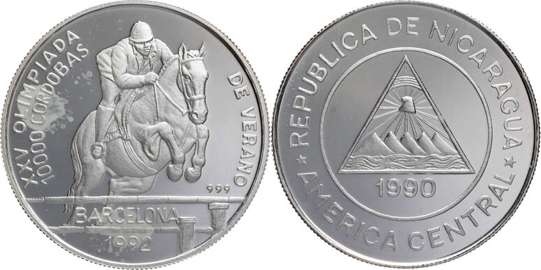 Nicaragua 10000 Cordobas 1990 Auf die Olympischen Spiele 1992 in ...