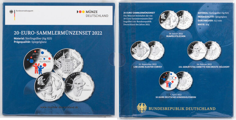 Bundesrepublik Deutschland 4 x 20 Euro 2022 Offizieller ...