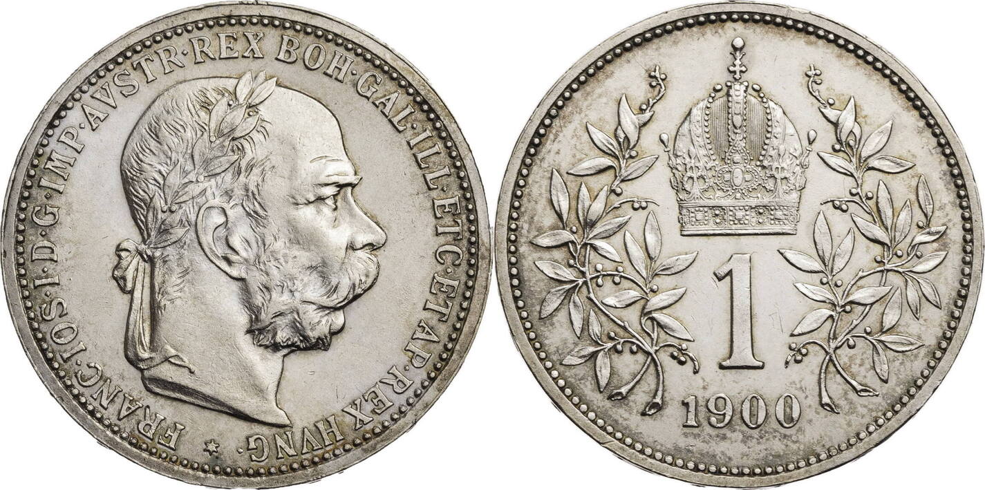 RDR, Habsburg 1 Krone 1900 Franz Josef I. (1848-1916) - Kursmünze (1892 ...