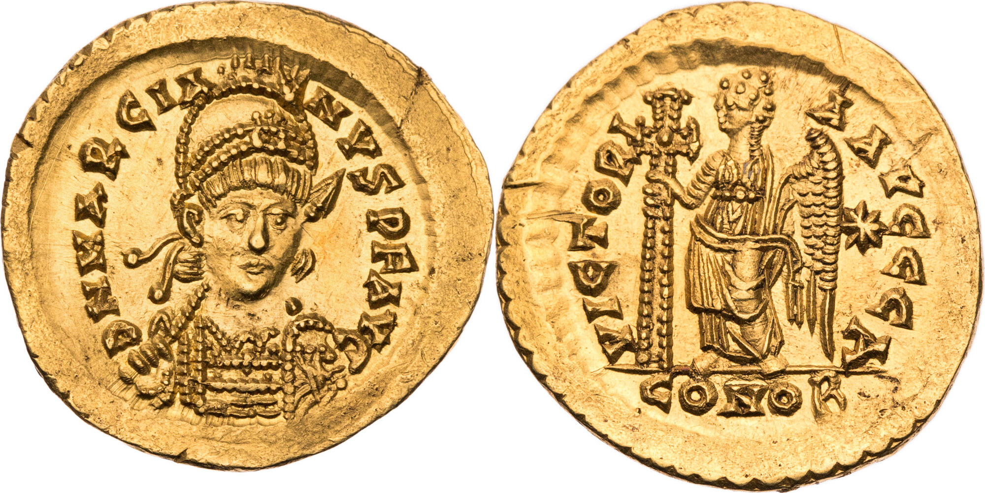 Römische Kaiserzeit Solidus 450-457 n. Chr. Marcianus, Constantinopolis ...