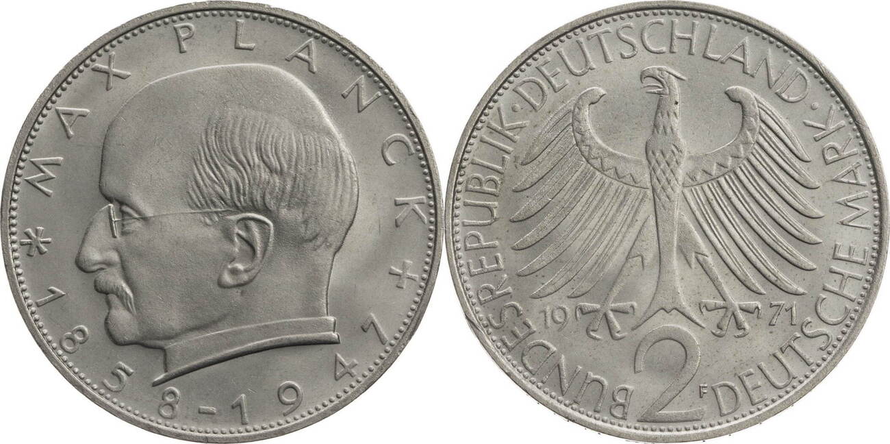 Bundesrepublik Deutschland 2 DM 1971 F Max Planck - Kursmünze (1957 ...