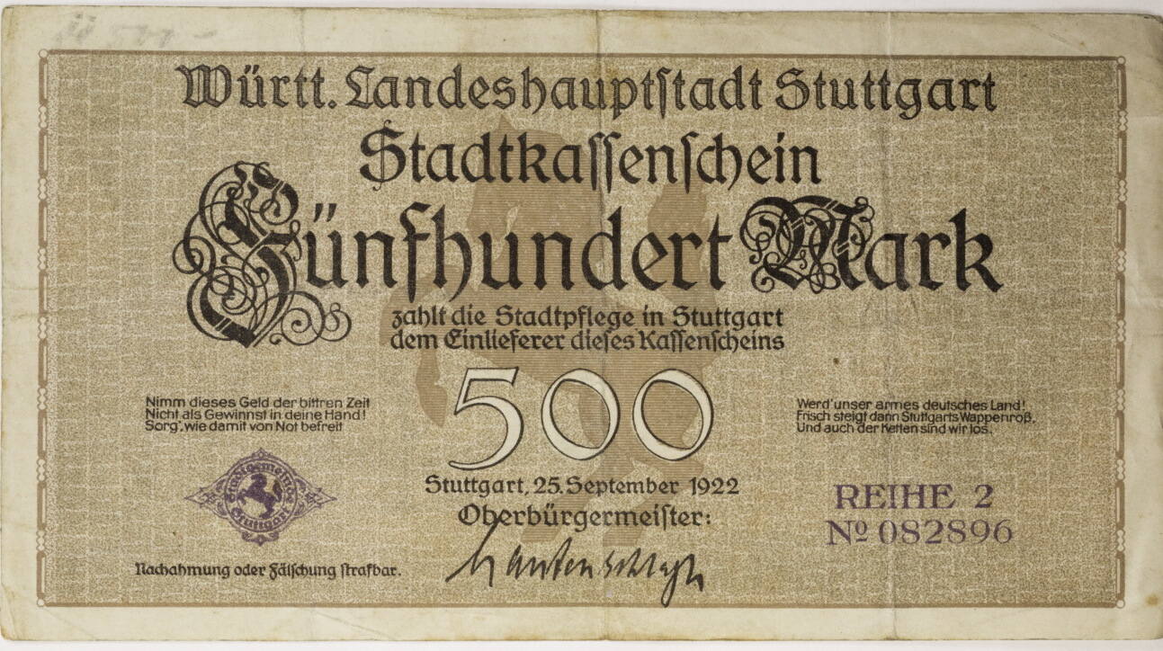Süchteln 100000000 Mark 18.9.1923 Scheck der städtischen Sparkasse über ...