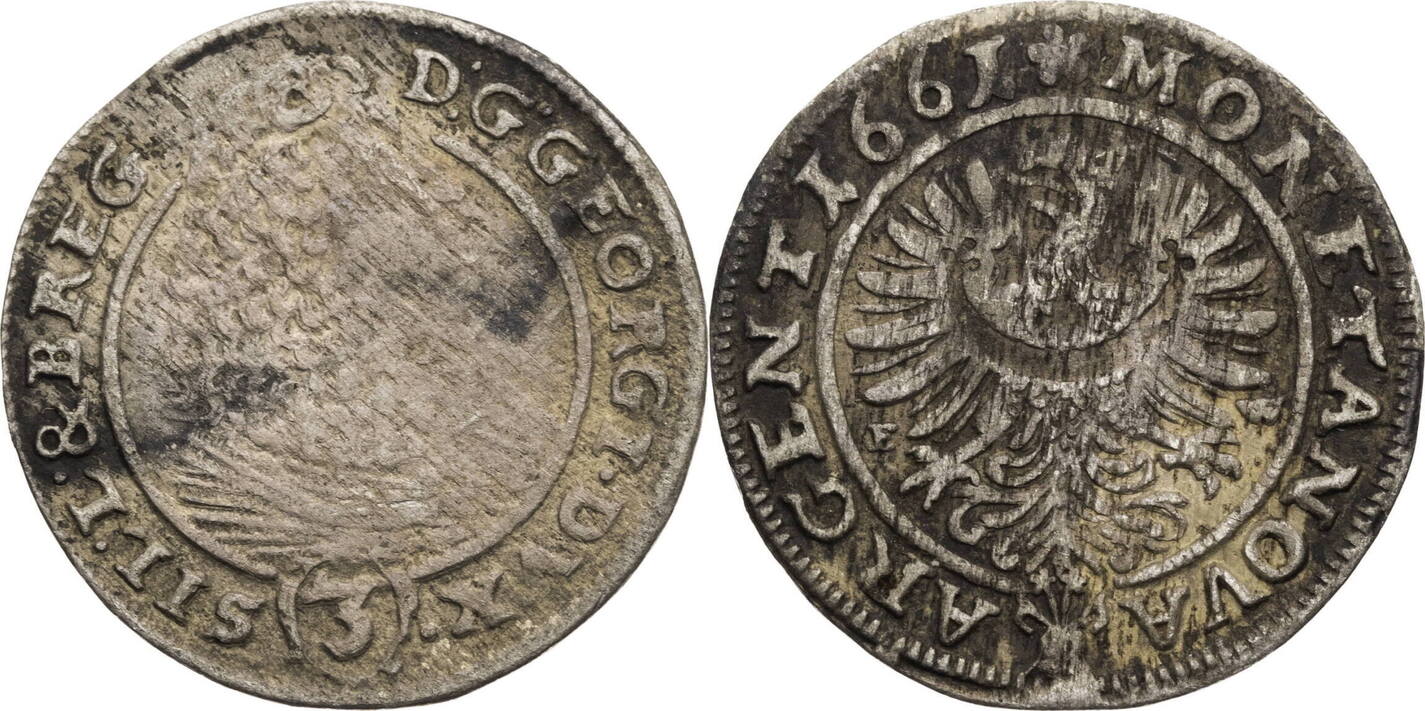 Schlesien-Liegnitz-Brieg 3 Kreuzer 1661 Georg III. (1651-1672) F | MA-Shops