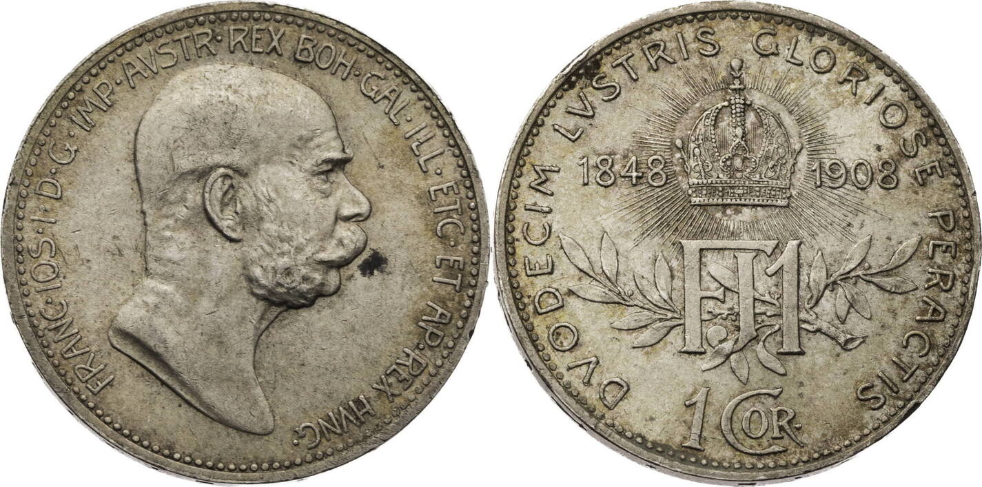 Österreich-Ungarn 1 Corona 1908 Franz Josef I. (1848-1916) - Anlässlich des 60 ...
