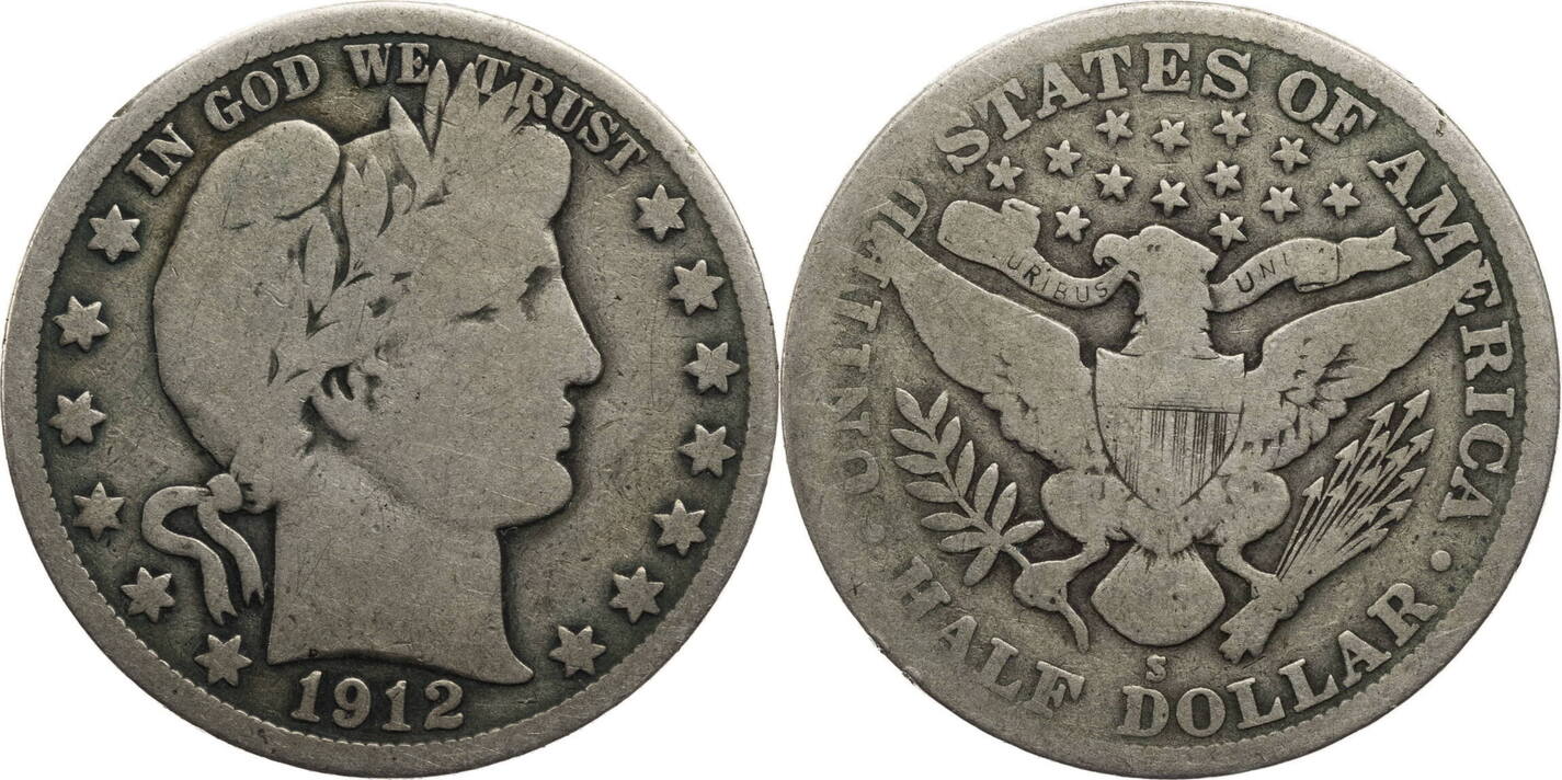 USA 1912 S Barber Half Dollar - Kursmünze (1892-1916) F | MA-Shops