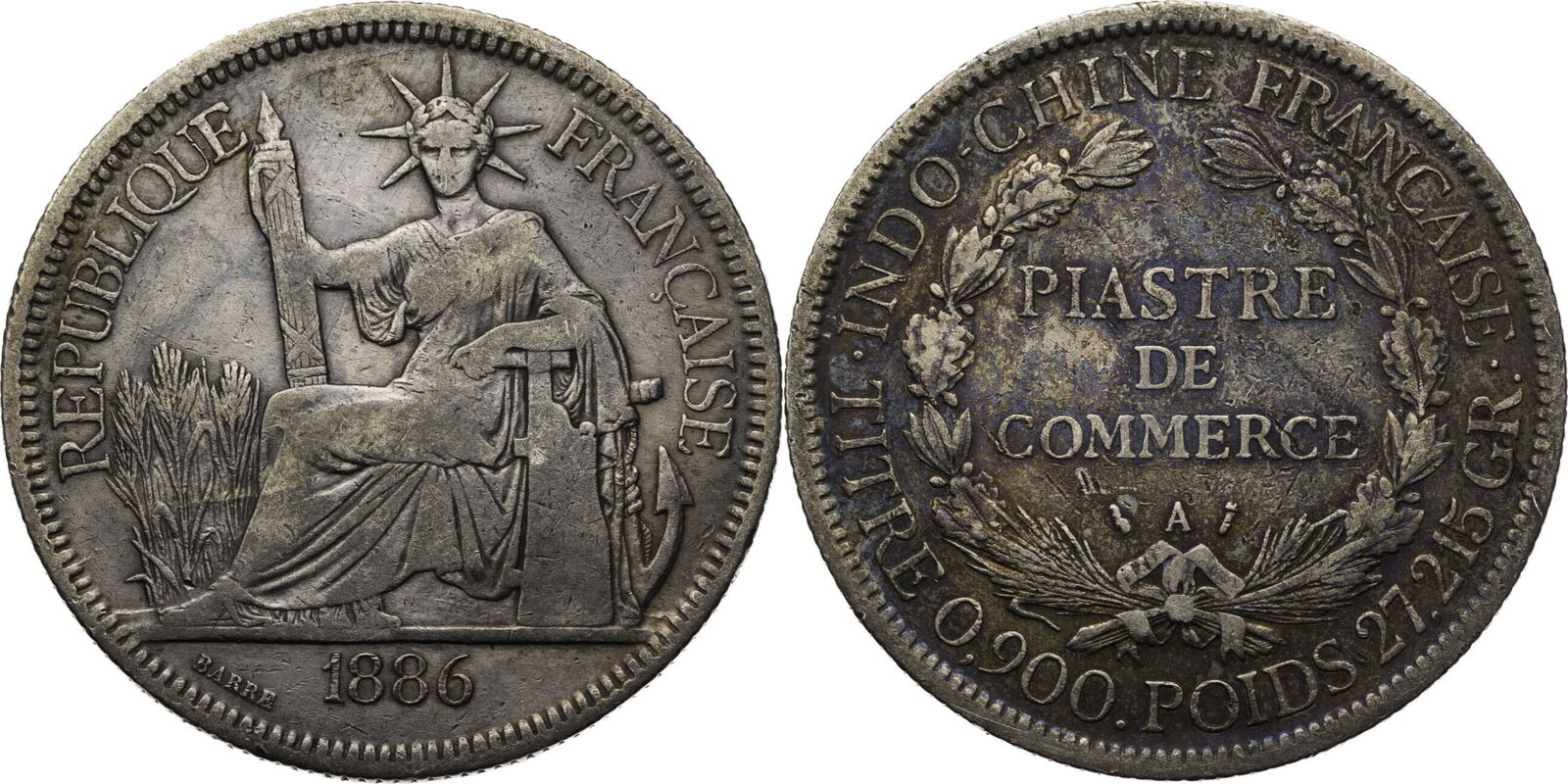 Indochina, Frankreich 1 Piaster 1886 A Kursmünze (1885-1895) F | MA-Shops