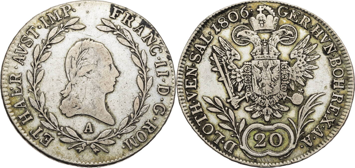 RDR, Habsburg 20 Kreuzer 1806 A Franz II. (I.) (1792-1835) - Kursmünze F-VF | MA-Shops