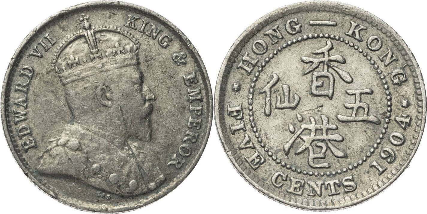 Hong Kong, Großbritannien 5 Cents 1904 Edward VII. (1901-1910) - Kursmünze (1903-1905) VF | MA-Shops