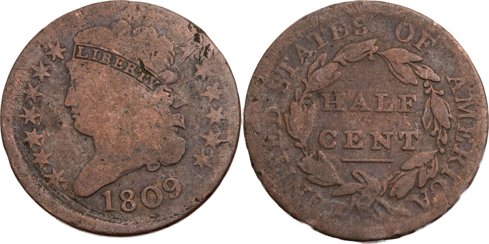 USA 1809 Classic Head Half Cent (1809-1836) F | MA-Shops