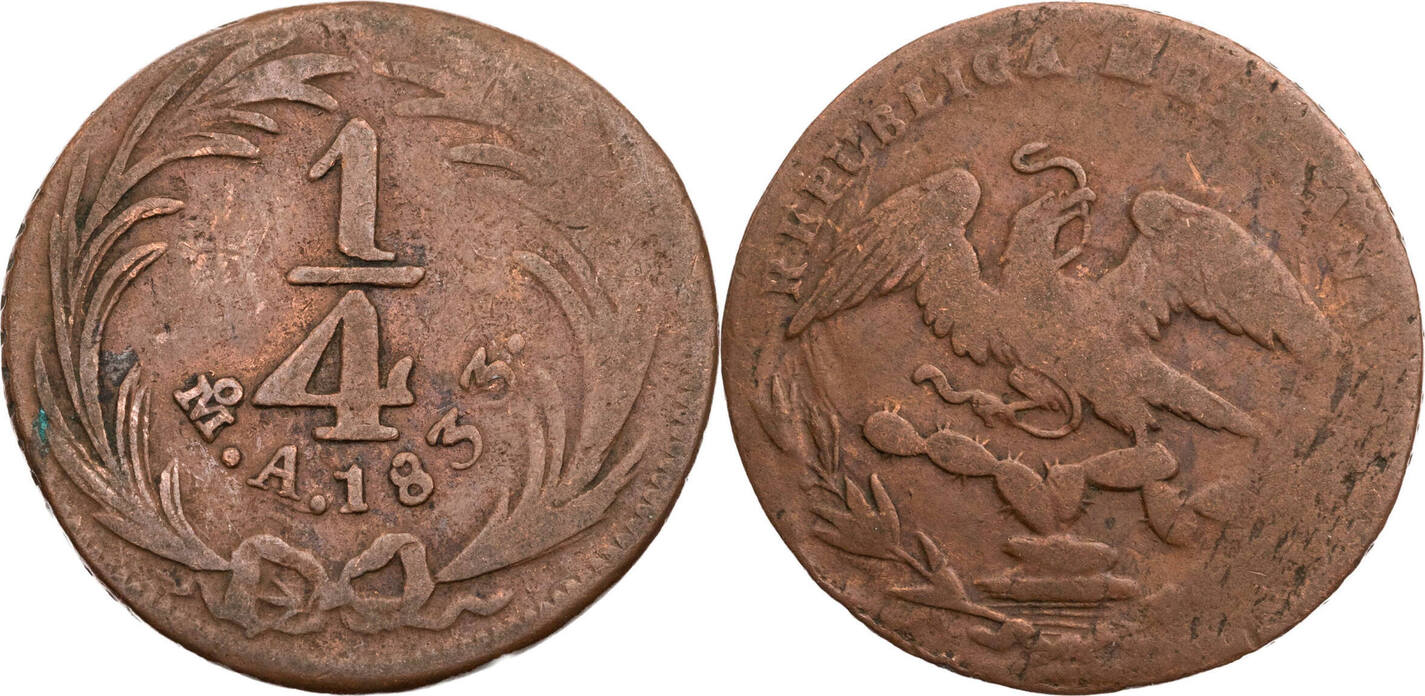 Mexiko 1/4 Real (Quartilla) 1833 Mo Kursmünze (1829-1837) F | MA-Shops