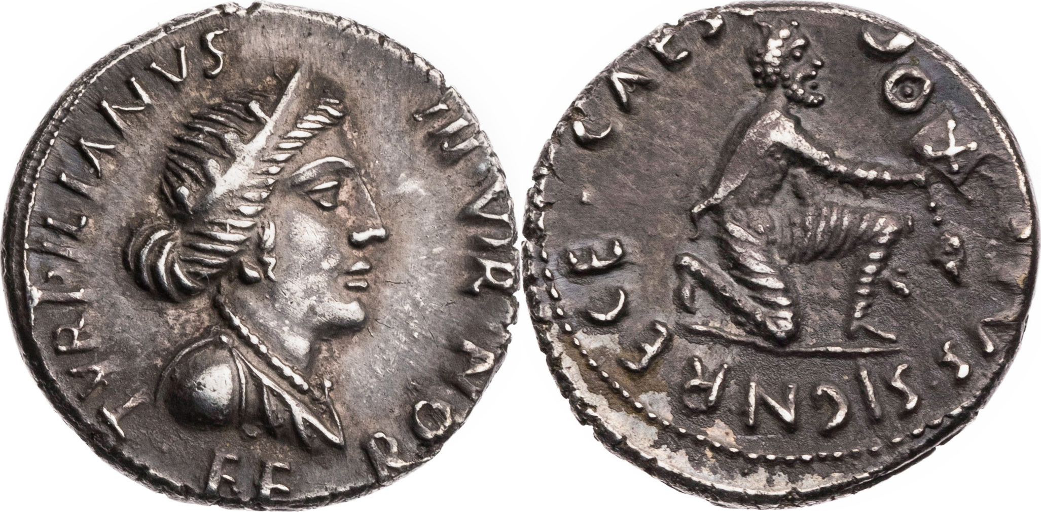 Römische Kaiserzeit Denar 19 v. Chr. Augustus, Mzm. P. Petronius ...