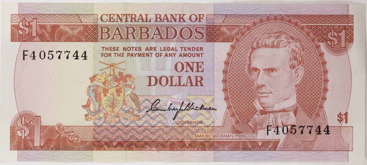 Barbados 1 Dollar o.J. (1973) Banknote - Samuel Jackman Prescod EF | MA ...