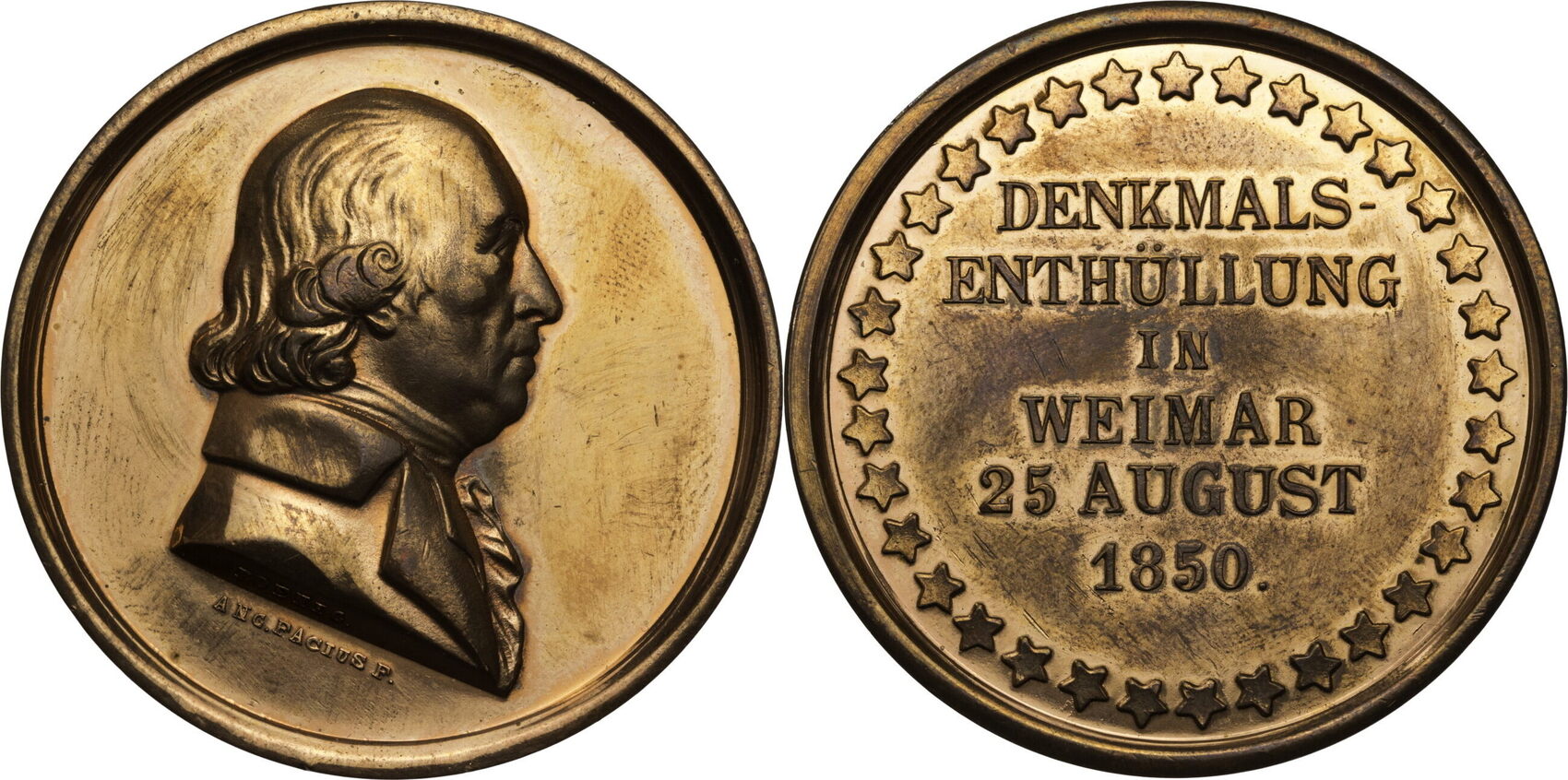 Medaille 1850 von A. Facius auf die Enthüllung des Herder-Denkmals in ...