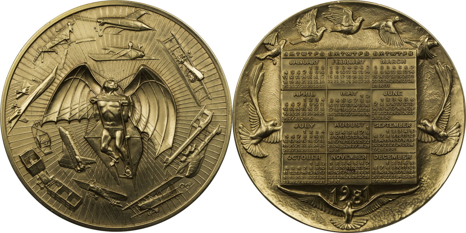 USA 1981 Kalendermedaille von M. Jovine der Medallic Art Company, hrsg ...
