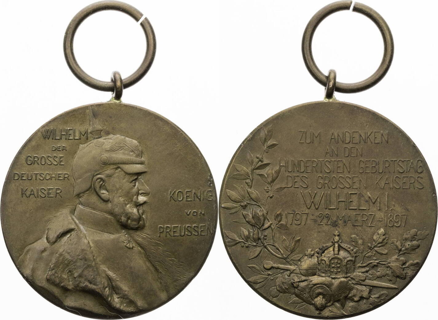 Preussen, Kaiserreich Tragbare Medaille 1897 Zum Andenken an den 100 ...