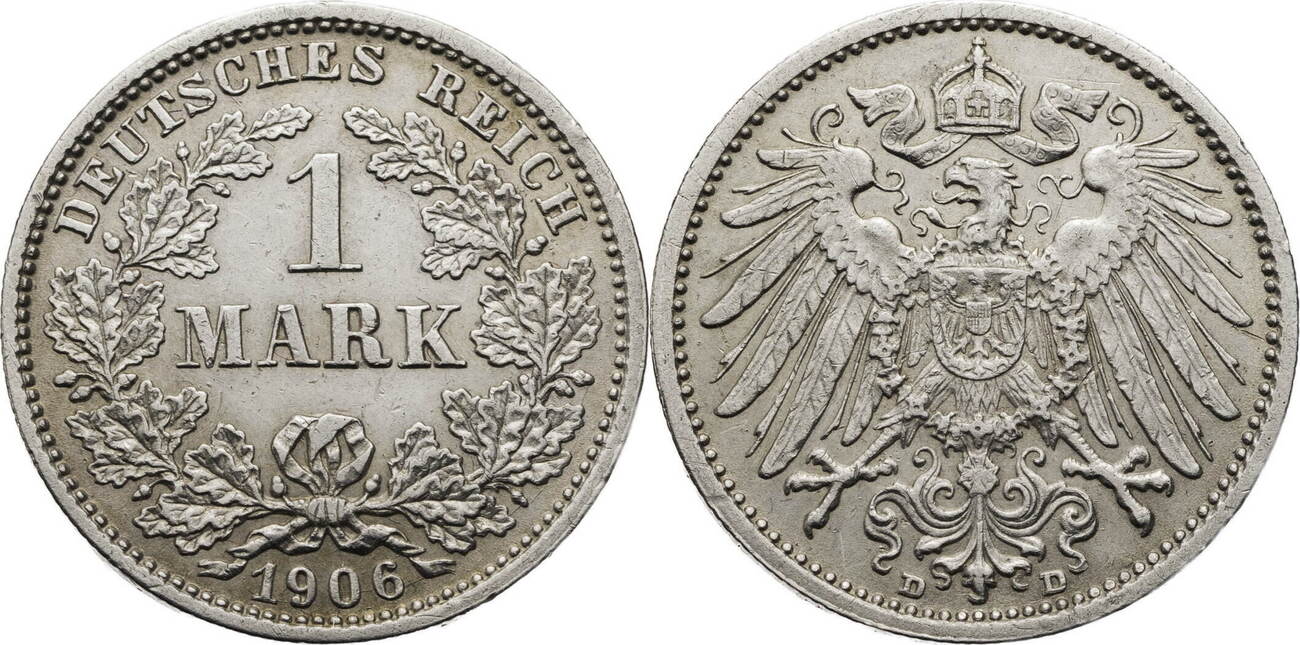 Kaiserreich 1 Mark 1906 D Kursmünze (1891-1916) VF | MA-Shops