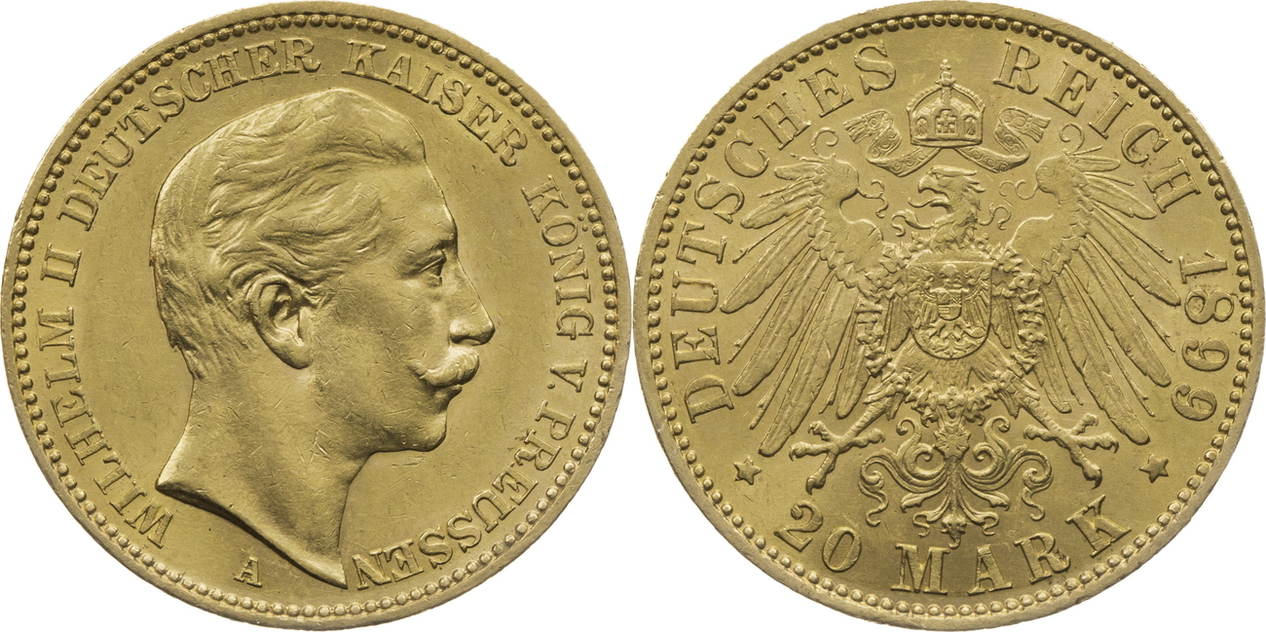 Deutsches Reich 20 Mark 1899 A Wilhelm II. (1888-1918) EF | MA-Shops