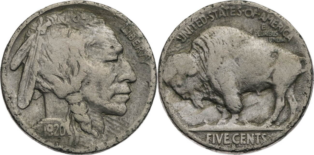 USA 5 Cents 1920 Buffalo Nickel - Kursmünze (1913-1938) F | MA-Shops