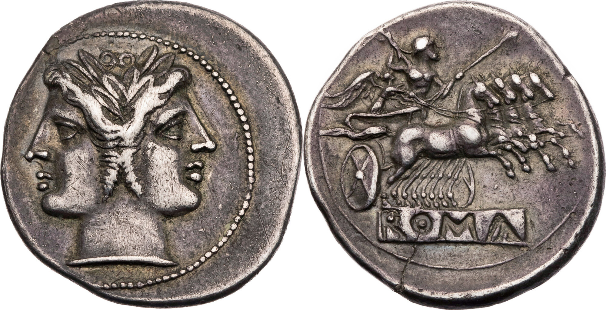 Römische Republik Didrachme / Quadrigatus 225-214 v. Chr. Anonym ...