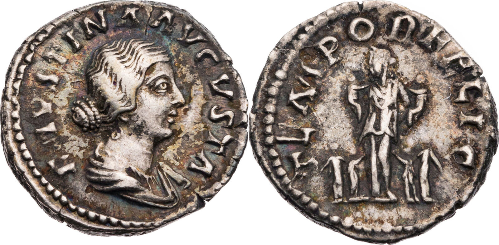 Römische Kaiserzeit Denar 161-164 n. Chr. Faustina minor, Büste / TEMPOR FELIC, Faustina (oder ...