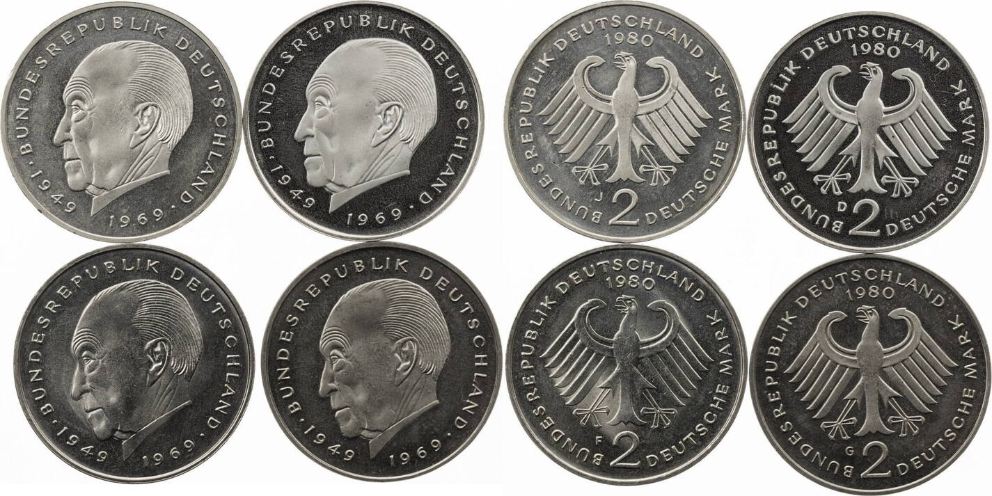 Bundesrepublik Deutschland 2 DM 1980 DFGJ 2 D-Mark Kursmünzen Konrad ...