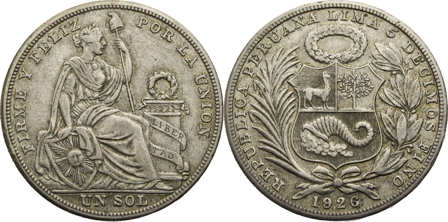 Peru 1 Sol 1926 Kursmünze VF | MA-Shops