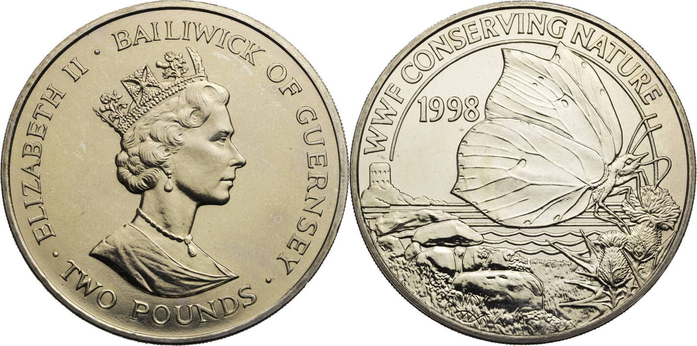 Guernsey 2 Pounds 1998 WWF Conserving Nature Series - Brimstone ...