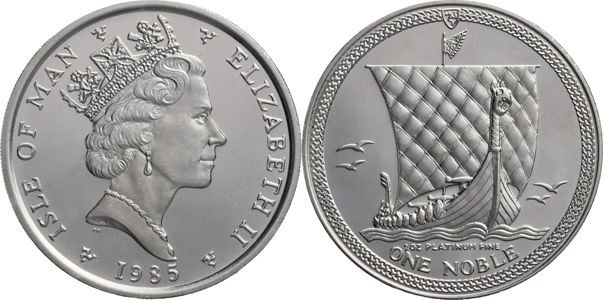 Isle of man 1 Noble 1985 Elizabeth II Longboat - 1 Unze Platin UNC ...